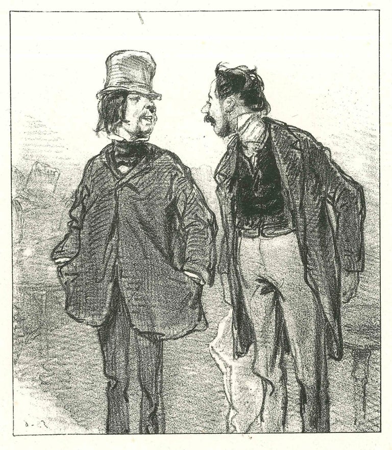 Paul Gavarni - The Conversation - Original Lithograph by Paul Gavarni ...