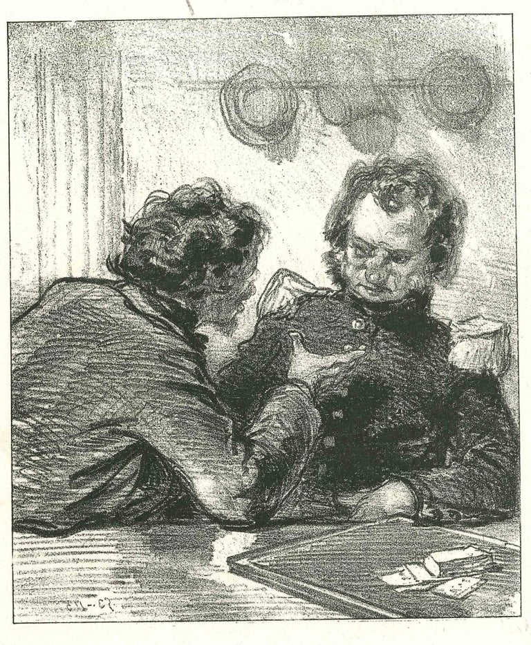Paul Gavarni - The Conversation - Original Lithograph by Paul Gavarni ...