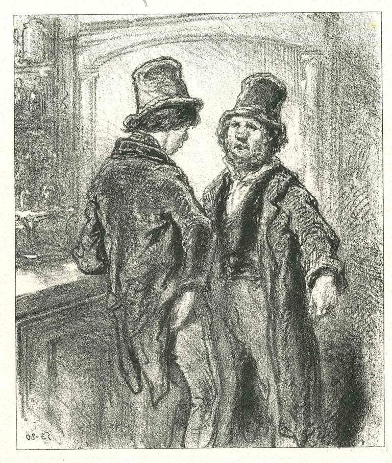 Paul Gavarni - The Conversation - Original Lithograph by Paul Gavarni ...