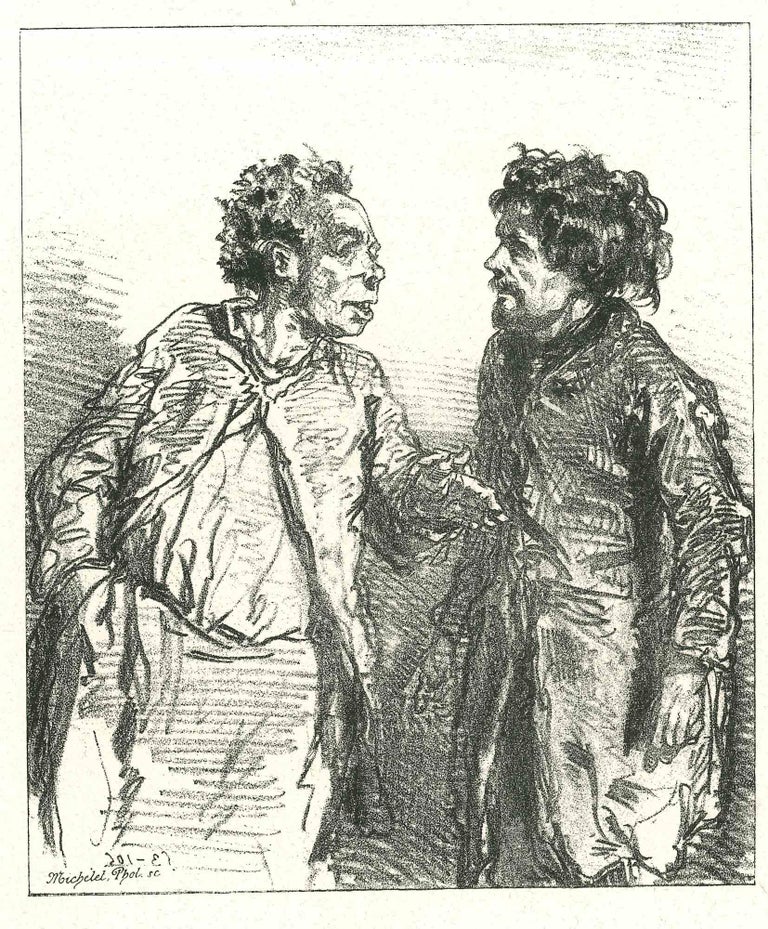 Paul Gavarni - The Conversation - Original Lithograph by Paul Gavarni ...