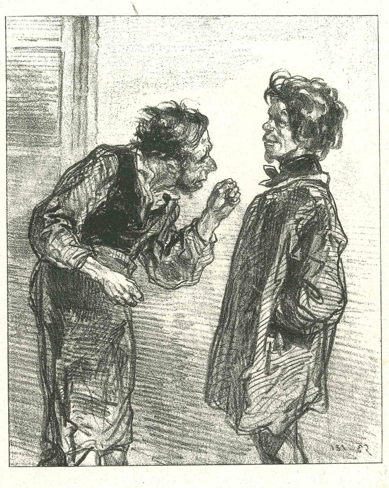 Paul Gavarni - The Conversation - Original Lithograph by Paul Gavarni ...