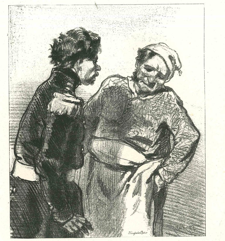 Paul Gavarni - The Conversation - Original Lithograph by Paul Gavarni ...