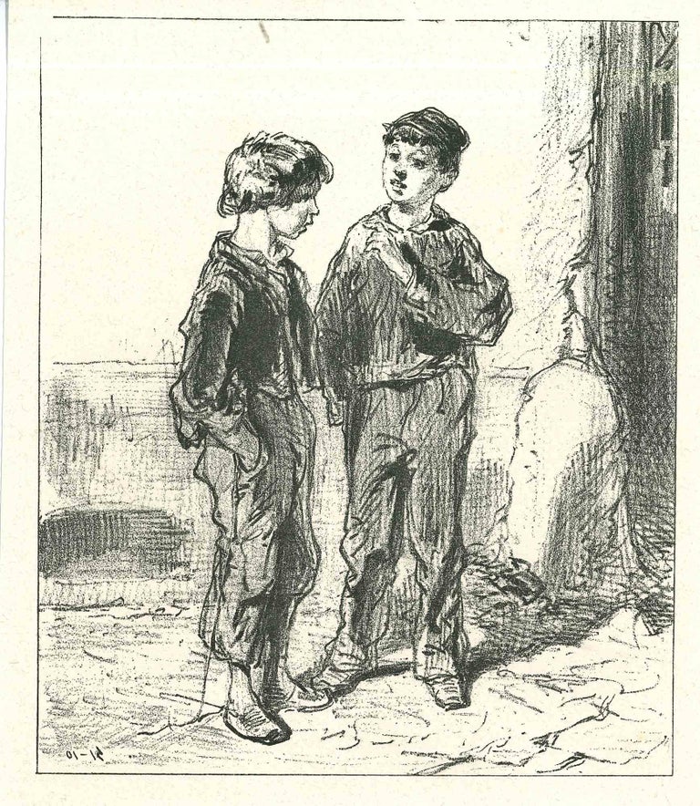 Paul Gavarni - The Conversation - Original Lithograph by Paul Gavarni ...