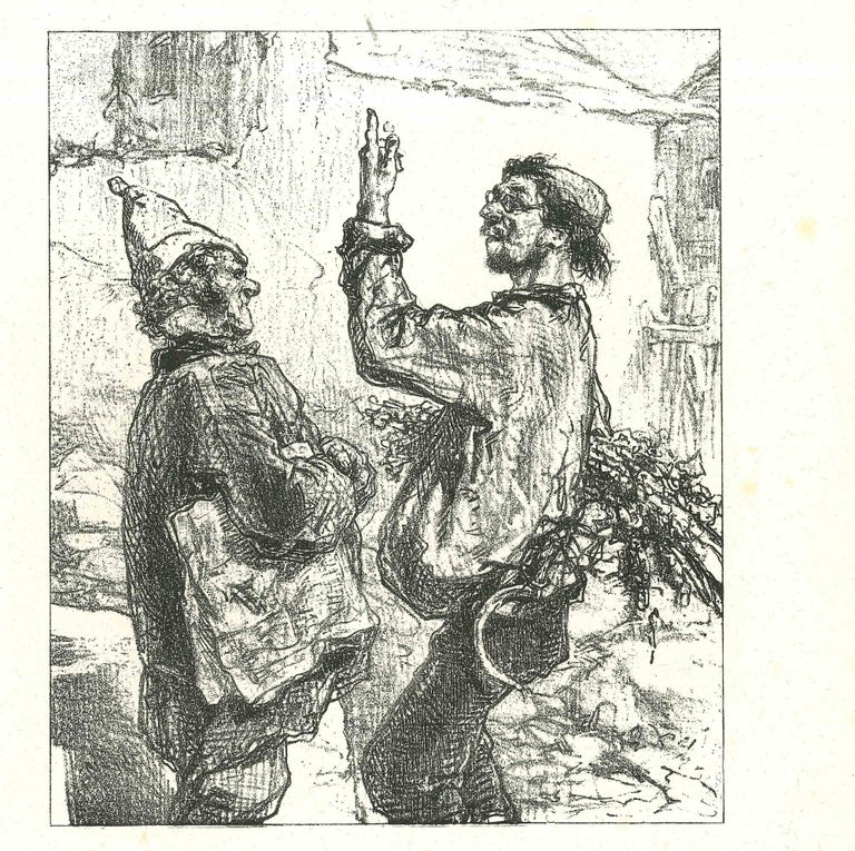 The Conversation - Original Lithograph by Paul Gavarni - 1881 For Sale ...