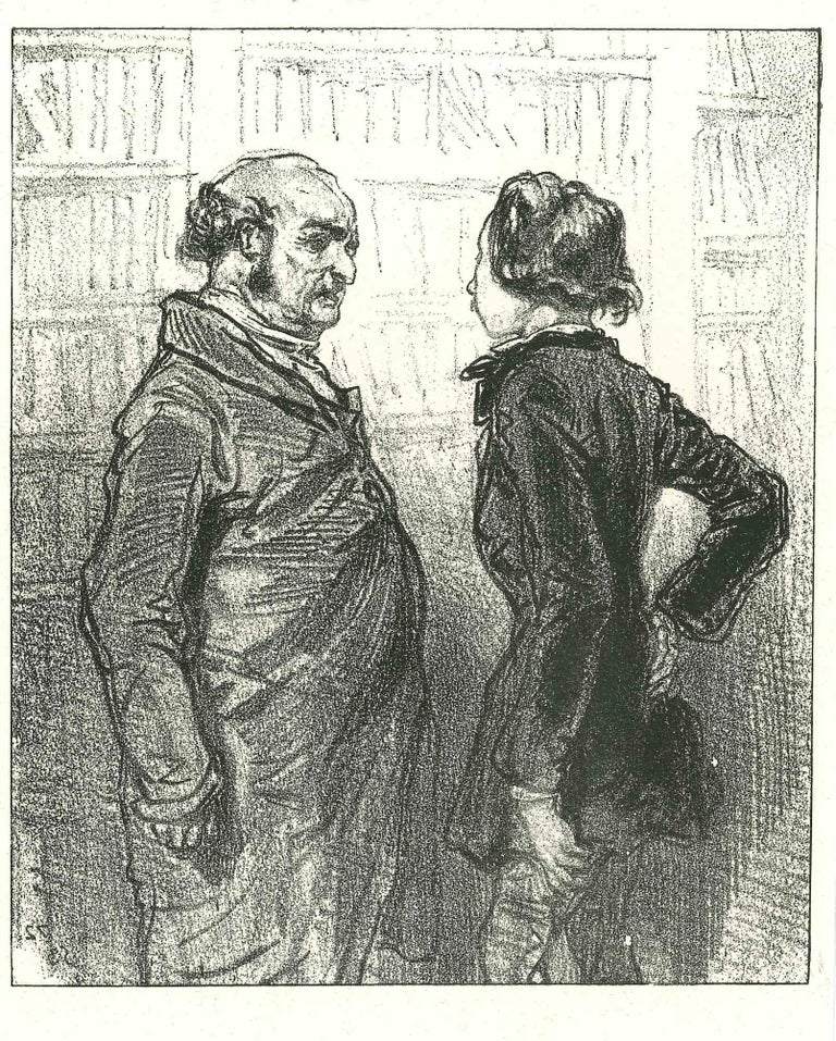 The Conversation - Original Lithograph by Paul Gavarni - 1881 For Sale ...