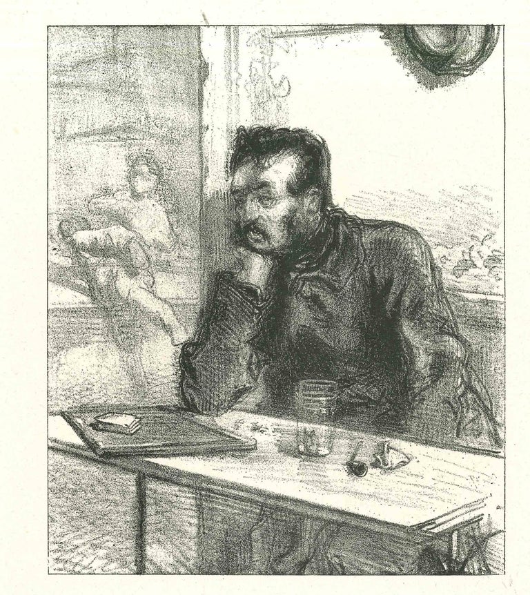 The Pensive Man - Original Lithograph after Paul Gavarni - 1881 For ...
