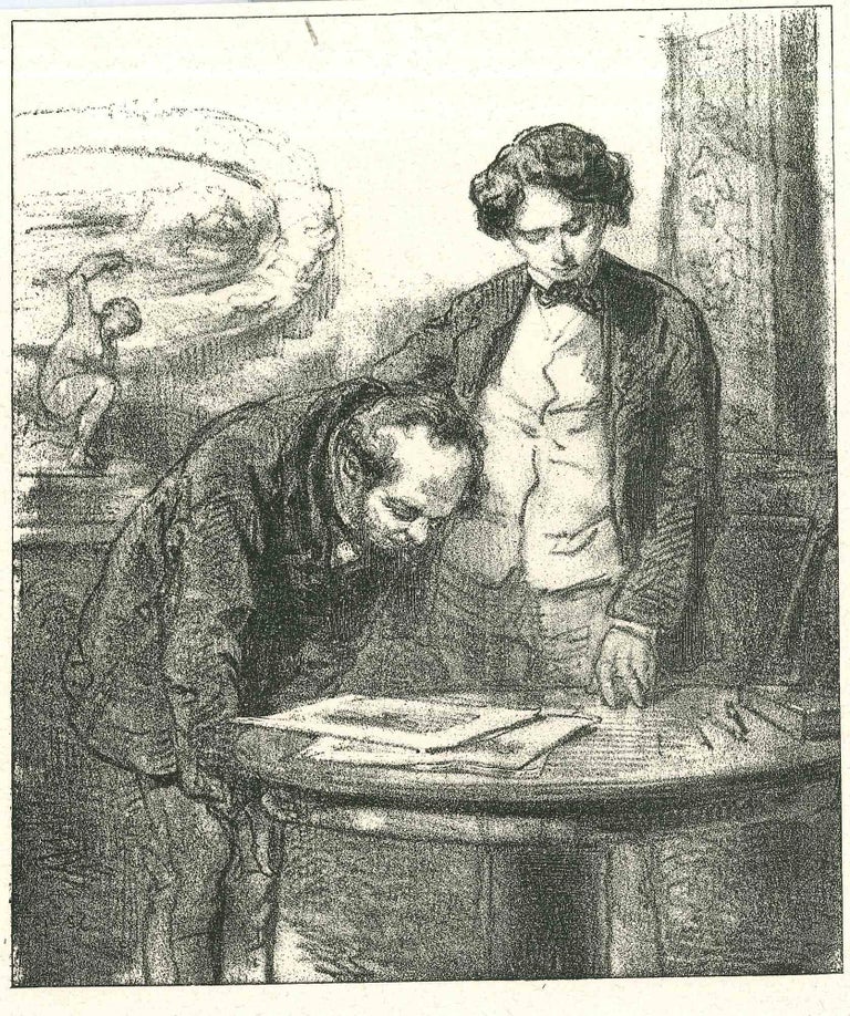 The Reading Men - Original Lithograph by Paul Gavarni - 1881 For Sale ...