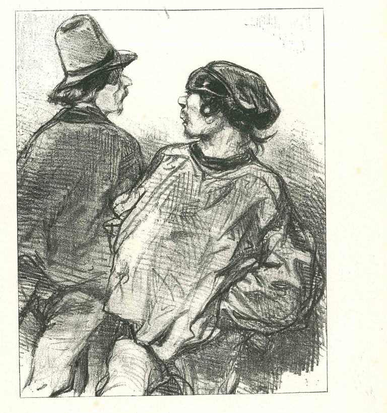 Paul Gavarni - Two Men - Original Lithograph by Paul Gavarni - 1881 For ...