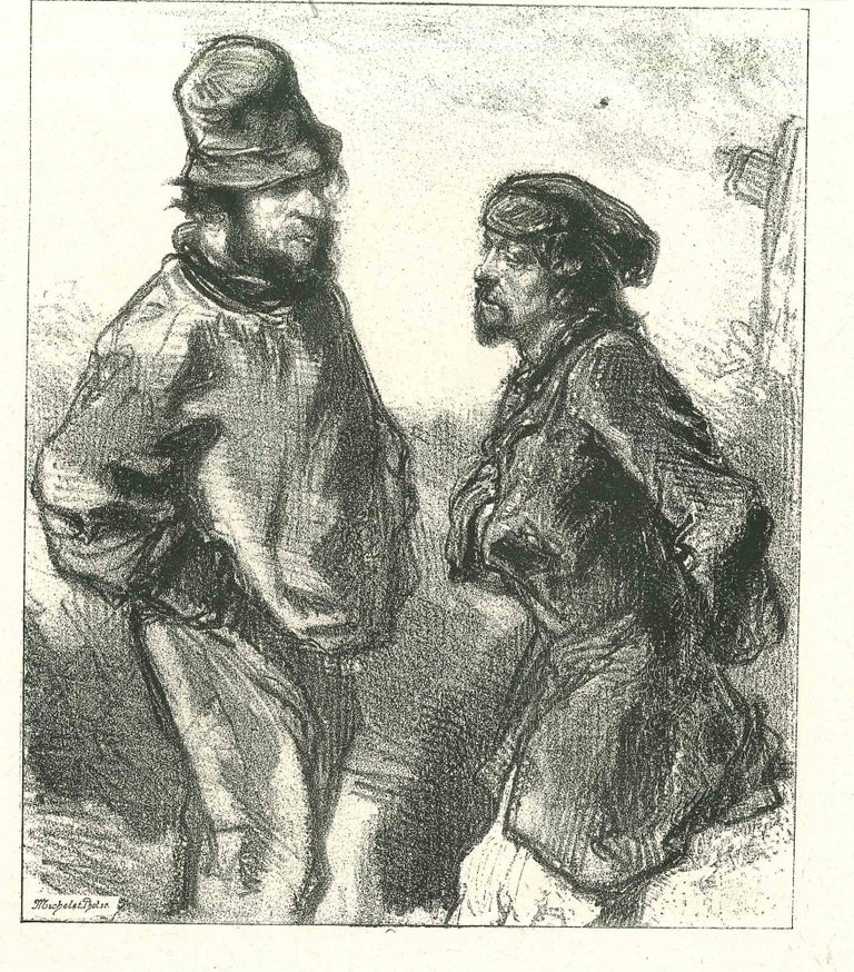 Paul Gavarni - Two Men - Original Lithograph by Paul Gavarni - 1881 For ...