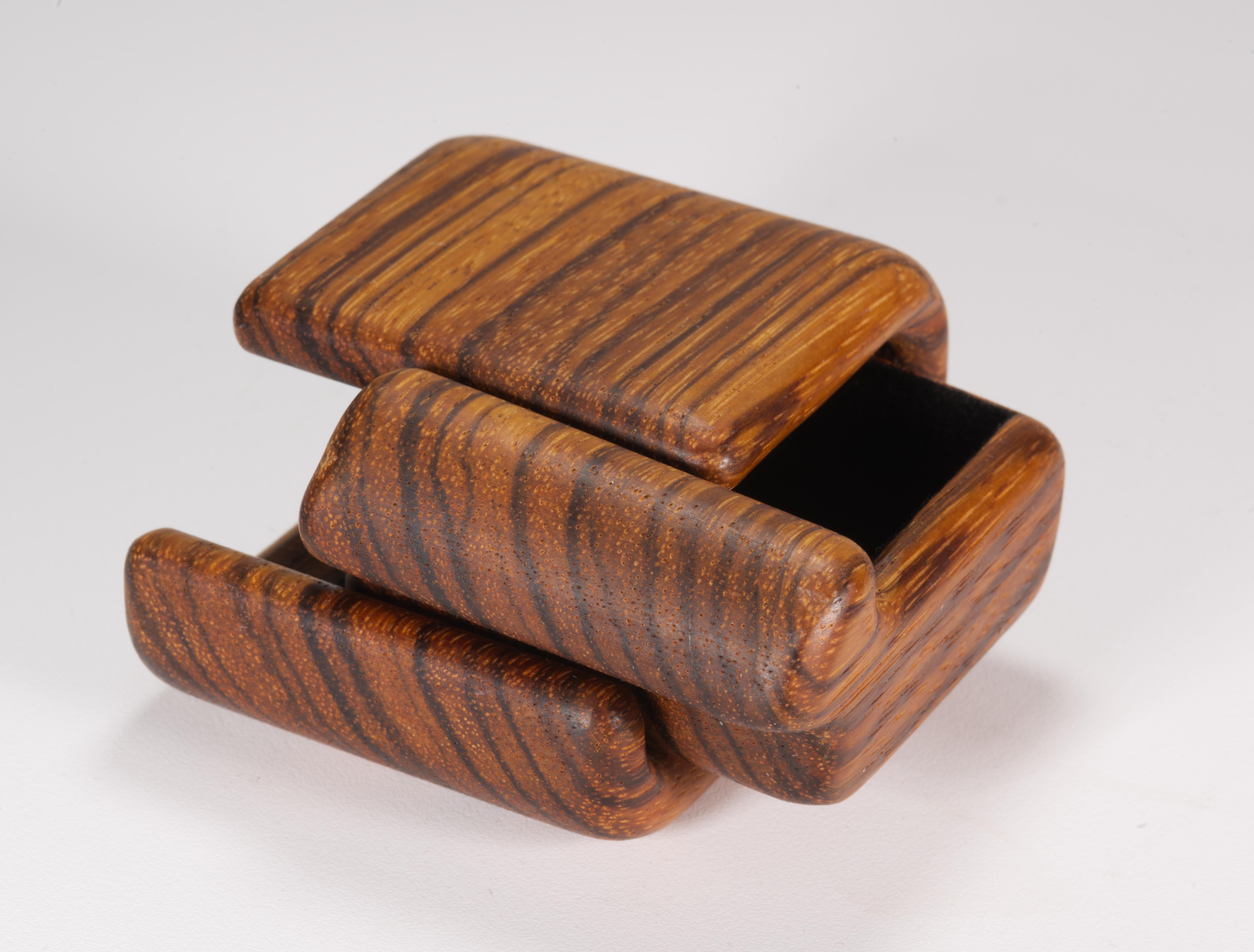 Paul Greene Vintage Sculptural Carved Zebra Wood Box For Sale at 1stDibs
