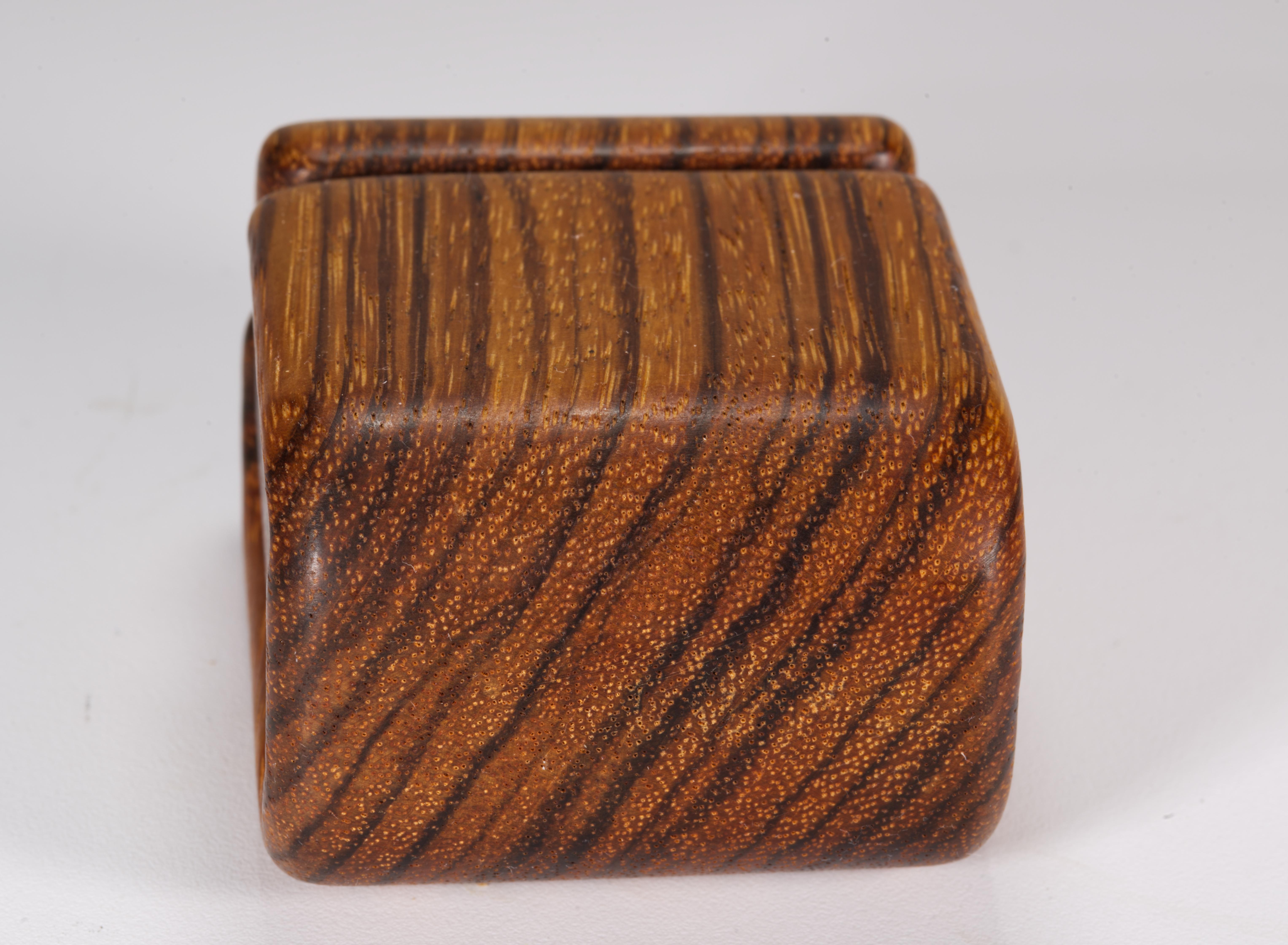 Paul Greene Vintage Sculptural Carved Zebra Wood Box For Sale at 1stDibs