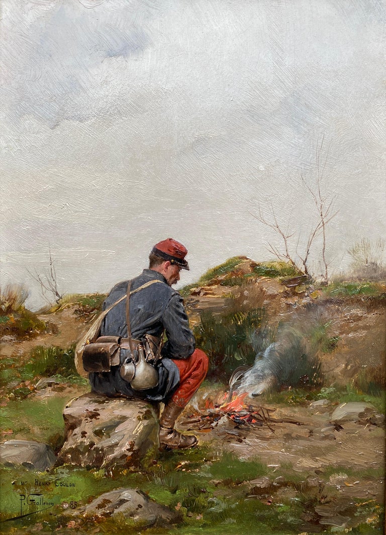 Paul Grolleron - A Soldier Sitting at the Campfire, Paul Grolleron ...