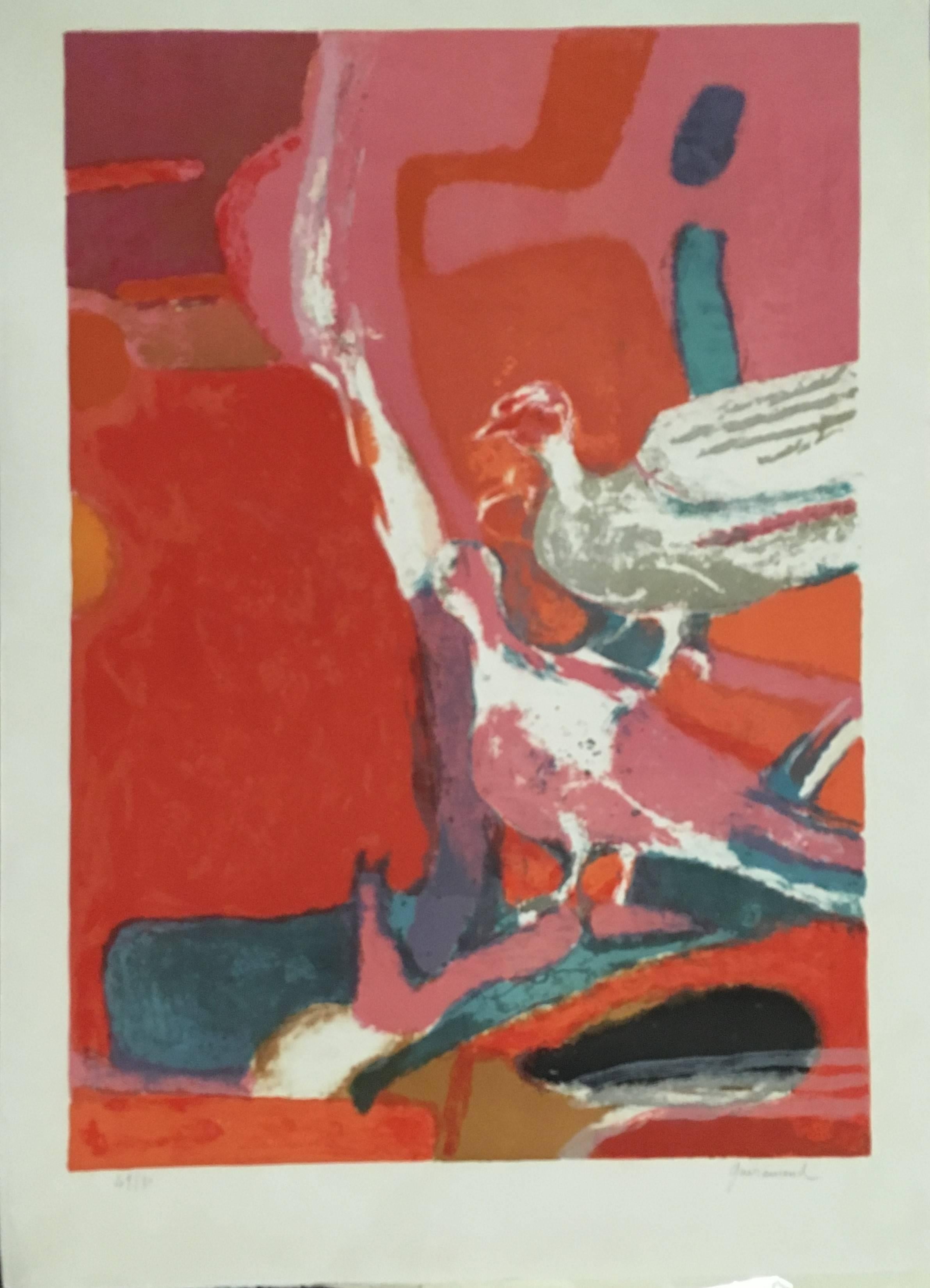 Paul Guiramand - Les Oiseaux - Original Lithograph by Paul Guiramand - 1968 at 1stDibs