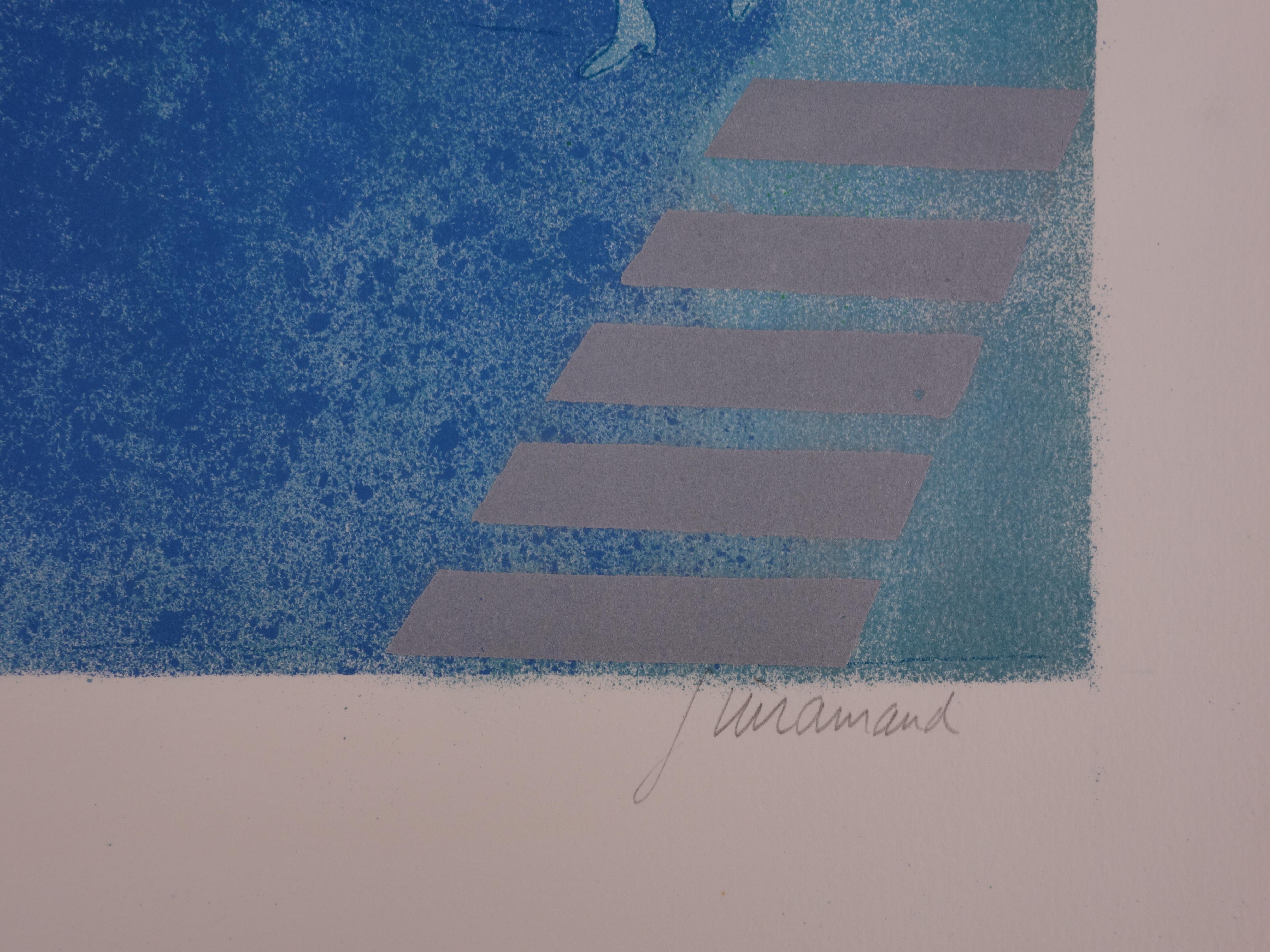 Paul Guiramand - Paris : Rainy Day Near Notre Dame - Handsigned lithograph (Mourlot 1973) at 1stDibs