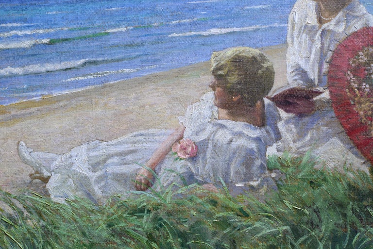 Paul Gustave Fischer - Red Parasol or Two Young Women on beach Danish ...