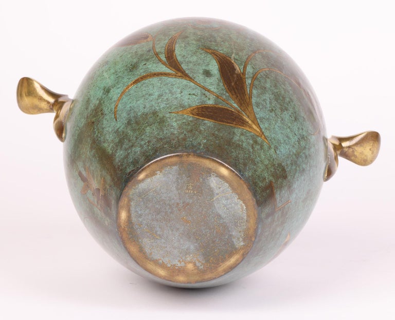 Paul Haustein for WMF Art Deco Patinated Twin Handled Bronze Floral ...