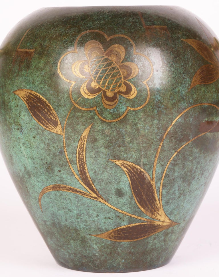 Paul Haustein for WMF Art Deco Patinated Twin Handled Bronze Floral ...