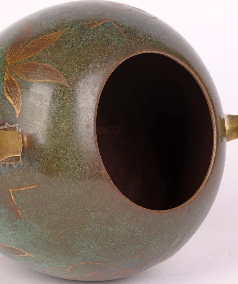 Paul Haustein for WMF Art Deco Patinated Twin Handled Bronze Floral ...