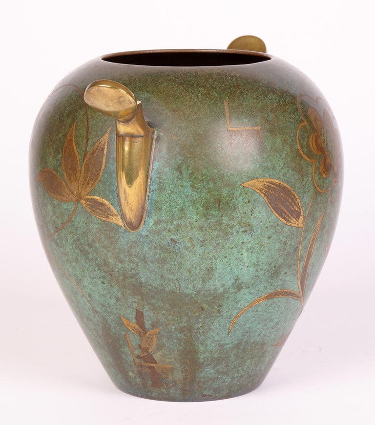 Paul Haustein for WMF Art Deco Patinated Twin Handled Bronze Floral ...