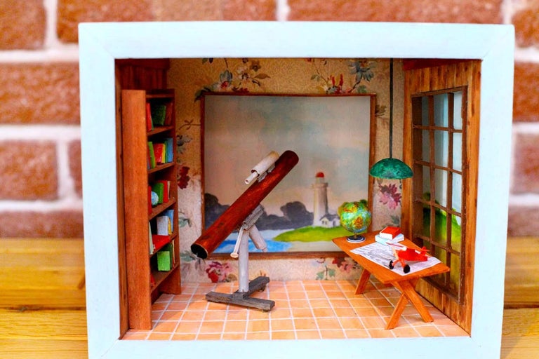 Paul Hobson - 3-D Wooden Still Life Assemblage, "Pop's Telescope" For Sale at 1stDibs