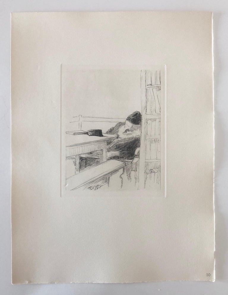 Paul Jeffay - Judaica Jewish Shtetl Etching Hasidic Rabbi at Study ...