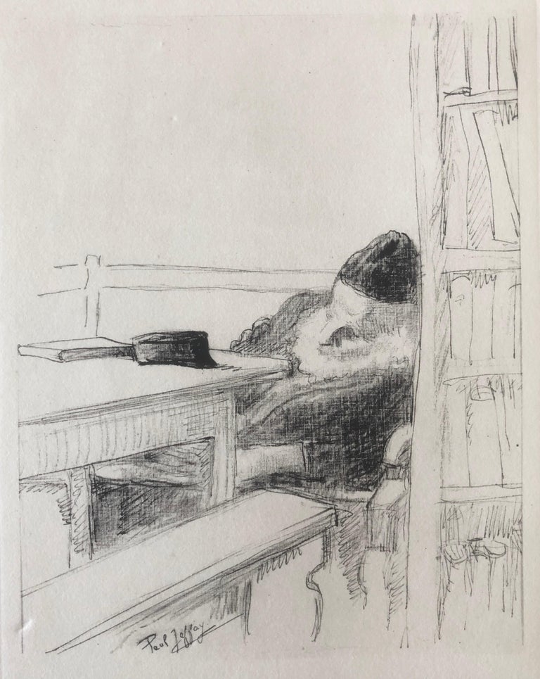 Paul Jeffay - Judaica Jewish Shtetl Etching Hasidic Rabbi at Study ...