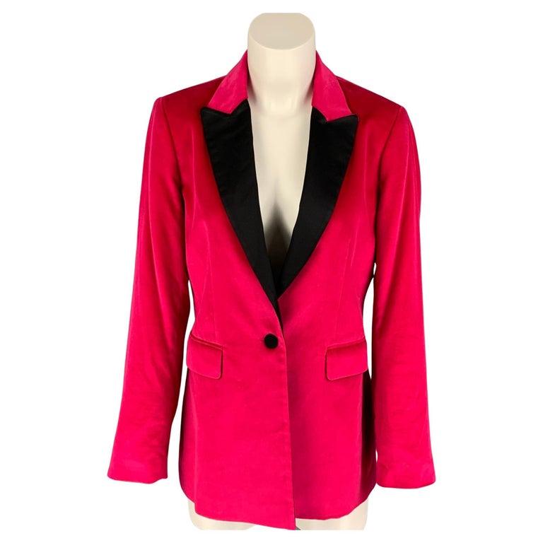 PAUL and JOE Size 6 Pink Black Cotton Velvet Peak Lapel Jacket For Sale ...