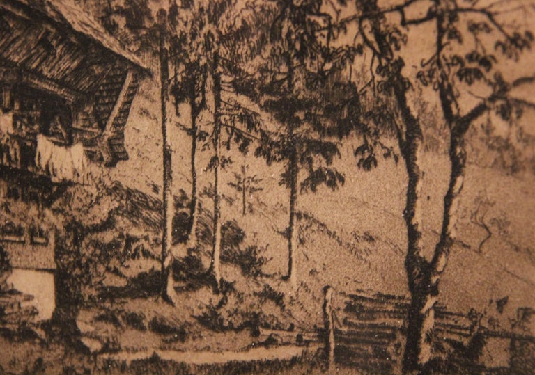 Paul Jollinaun - Hut in Forest Landscape Etching For Sale at 1stDibs