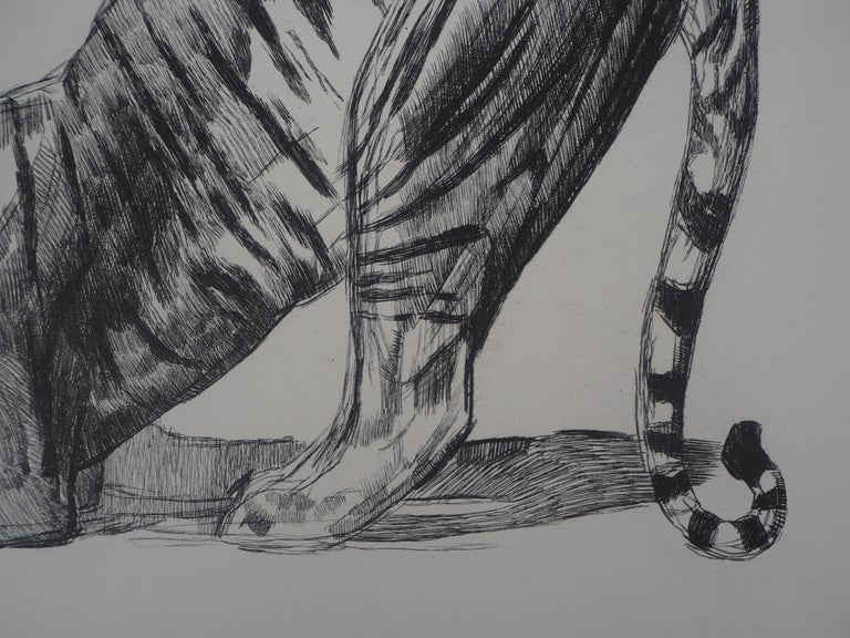 Paul Jouve - Tiger Eating - Original etching (Marcilhac #370) at 1stDibs