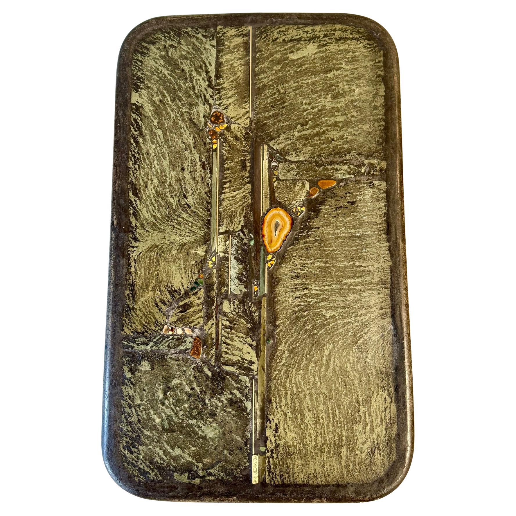 Brutalist Slate and Stone Coffee Table with Copper Inlay Kingma Style ...