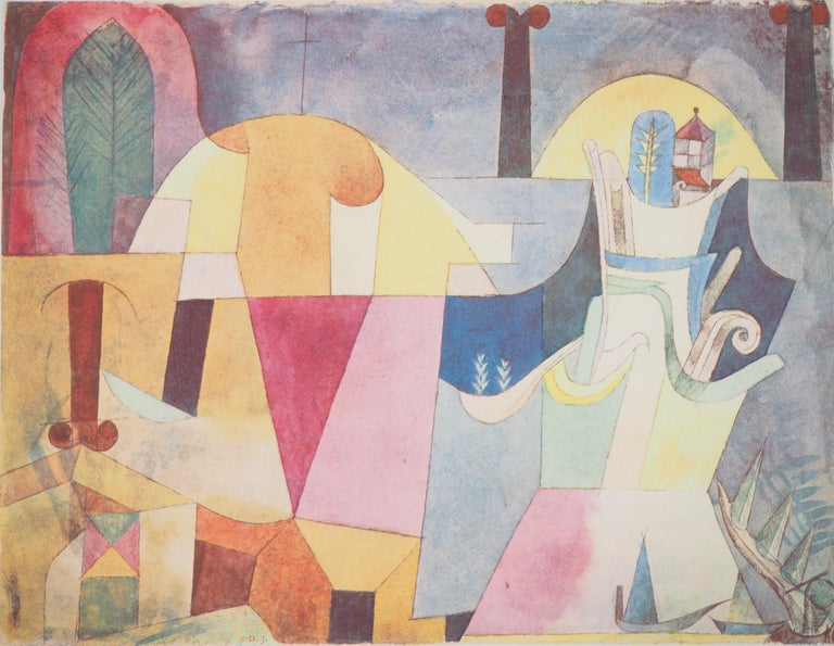 Landscape With Black Columns - Lithograph and Stencil For Sale at 1stDibs