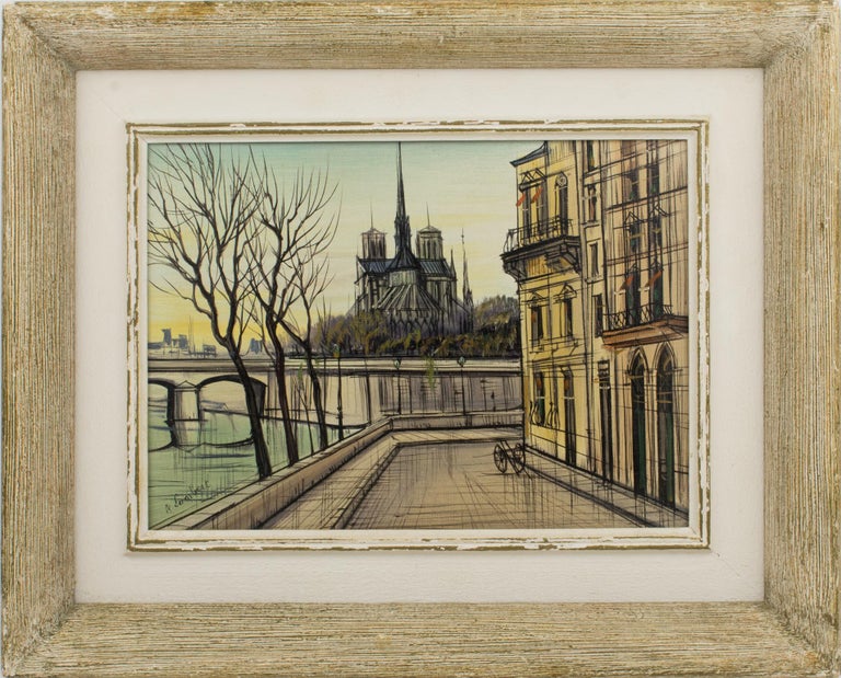 Paul Lambert - Notre Dame Cathedral and Ile Saint Louis Oil on Canvas ...