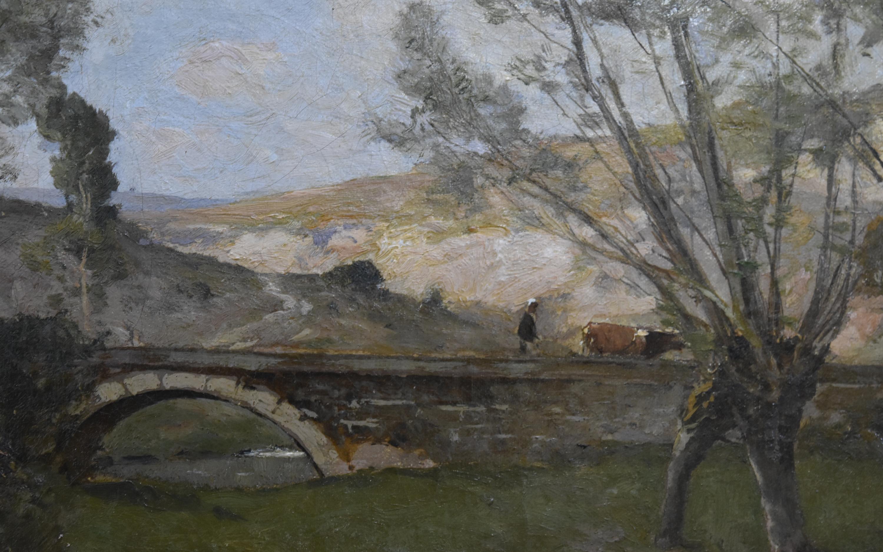 Paul Lecomte - Paul Lecomte (1842-1920) A landscape with a bridge, Oil on canvas For Sale at ...