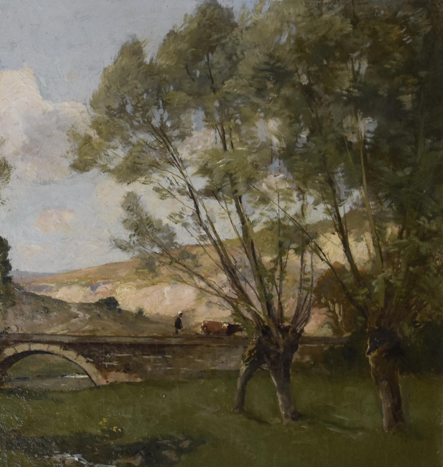 Paul Lecomte - Paul Lecomte (1842-1920) A landscape with a bridge, Oil on canvas For Sale at ...