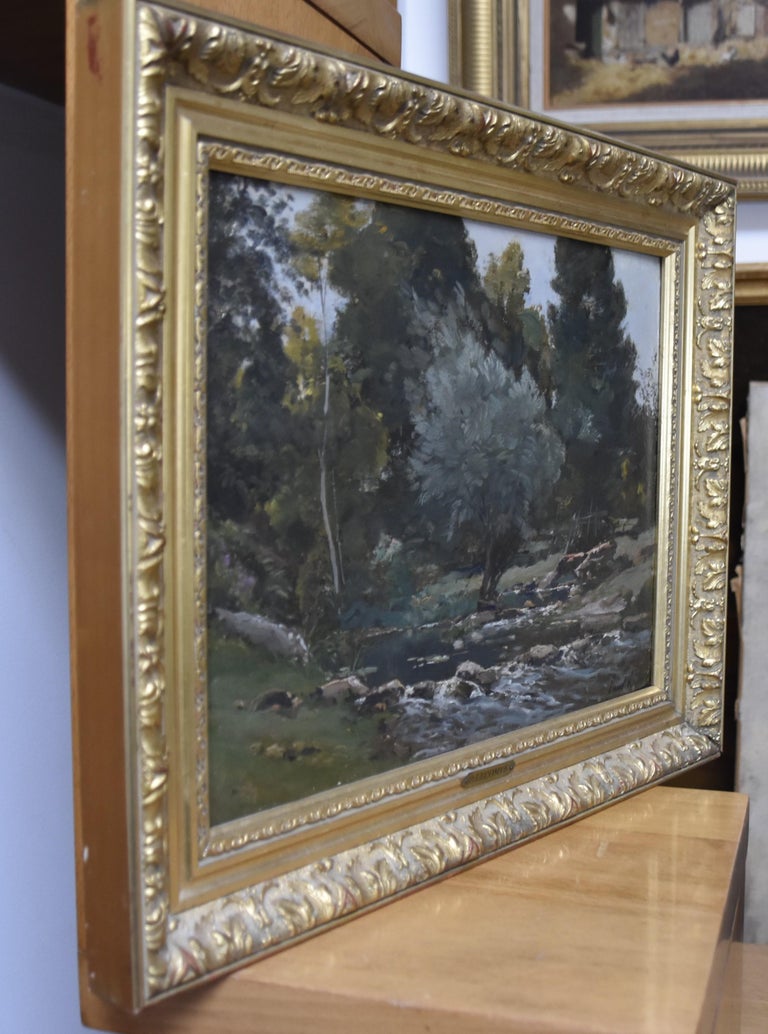 Paul Lecomte - Paul Lecomte (1842-1920) A Landscape with a river, Oil ...