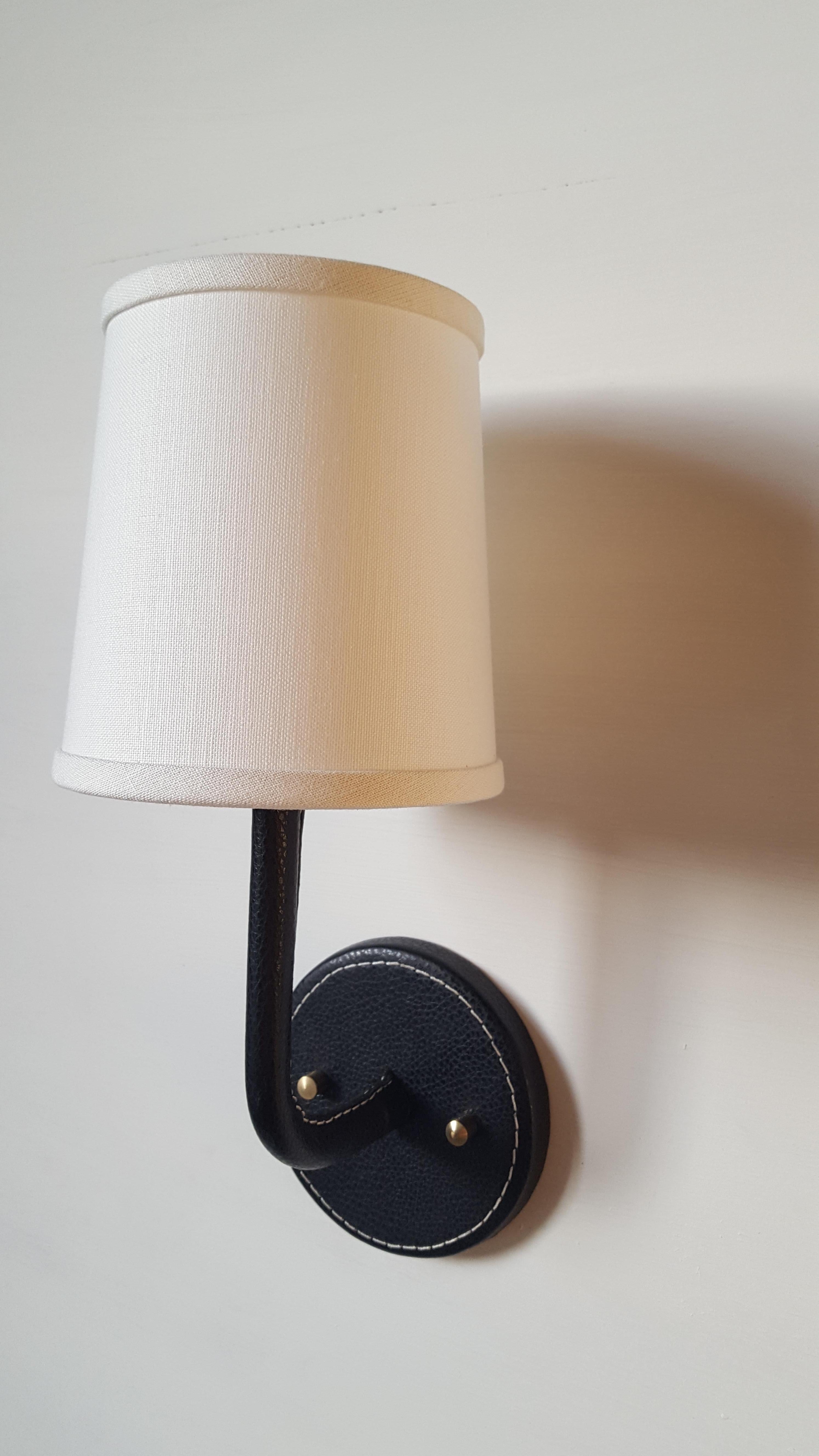 Paul Marra Top-Stitched Leather Wrapped Sconce For Sale at 1stDibs