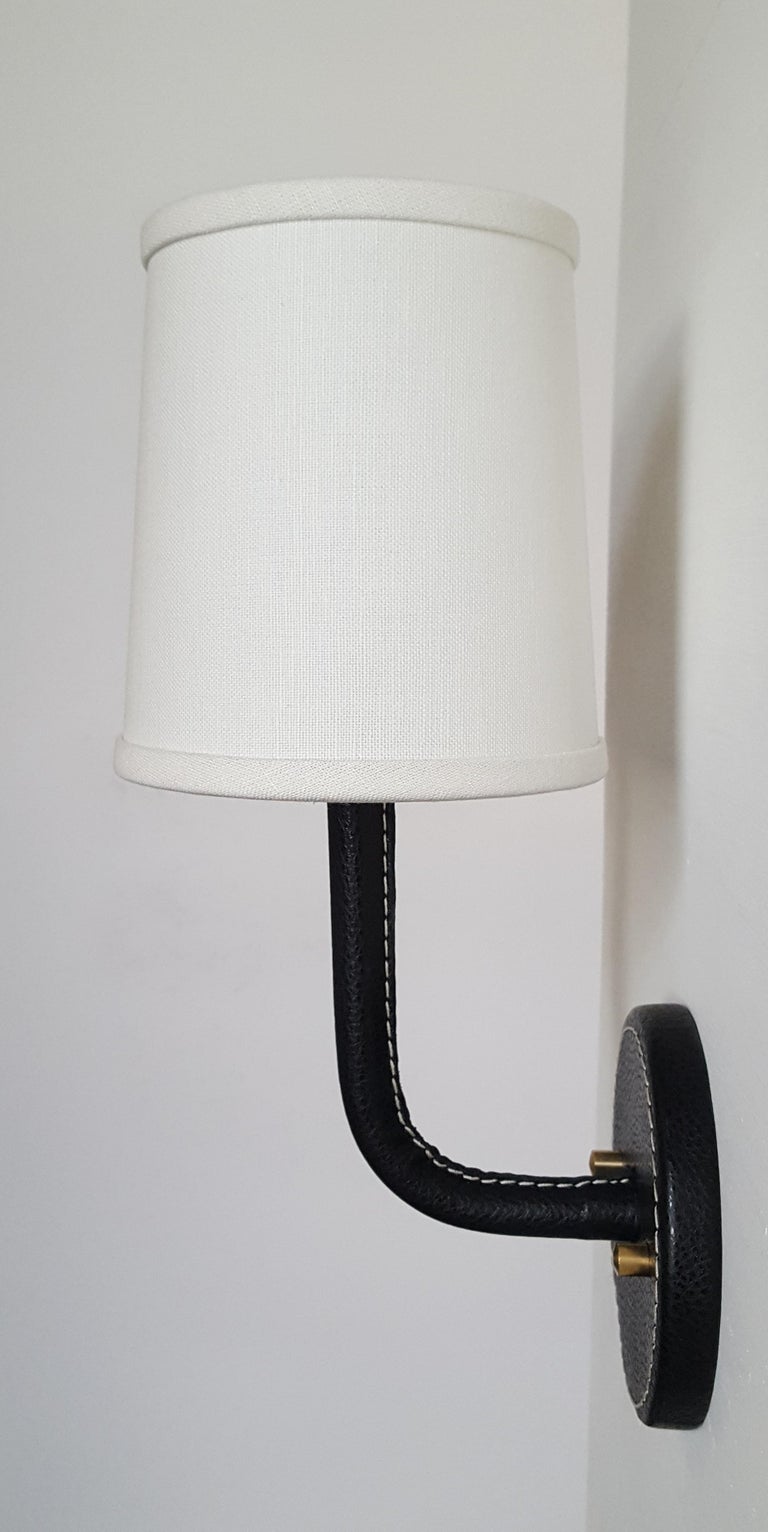 Paul Marra Top-Stitched Leather Wrapped Sconce For Sale at 1stDibs