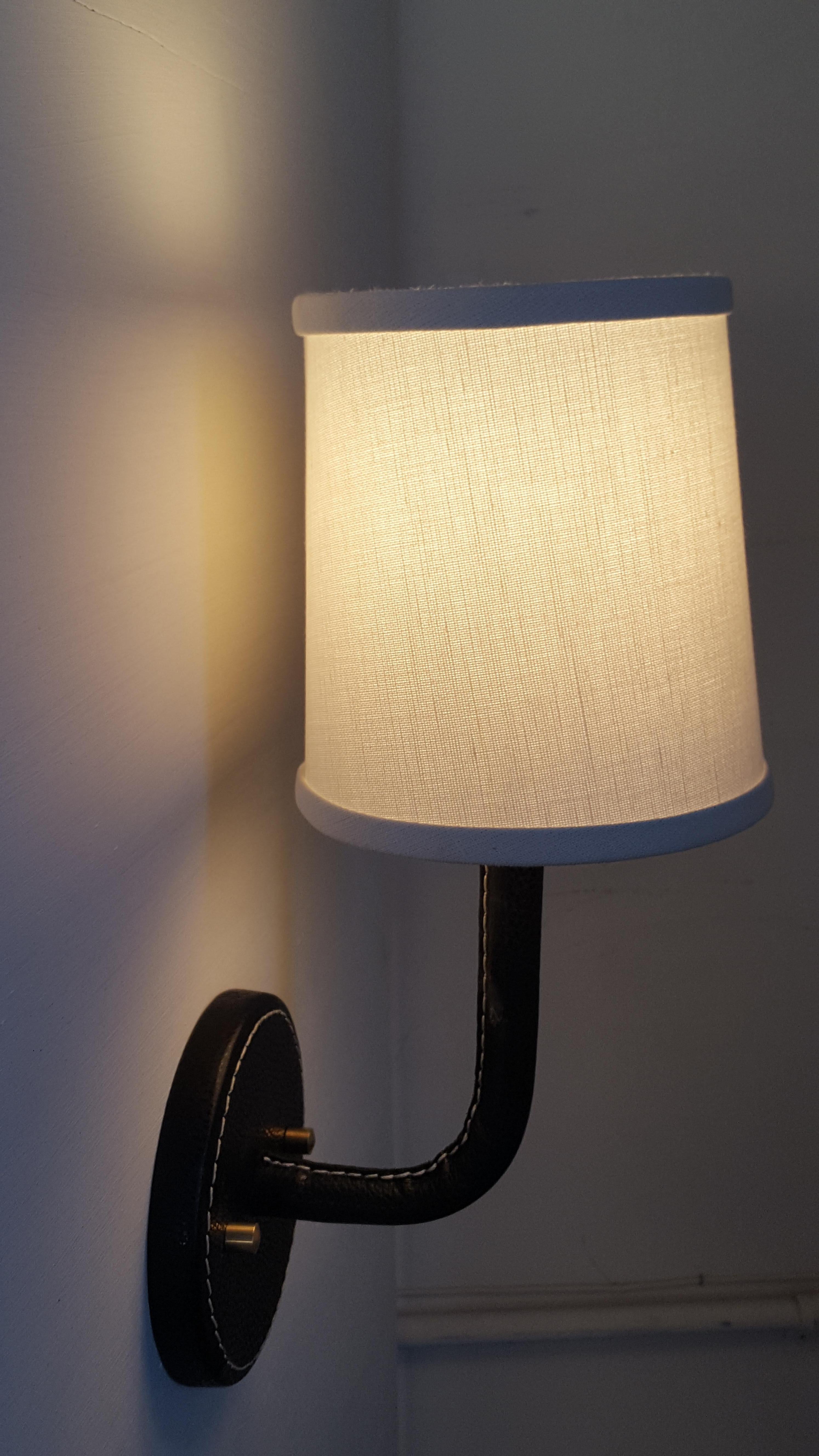 Paul Marra Top-Stitched Leather Wrapped Sconce For Sale at 1stDibs