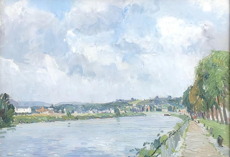 Paul Mathieu (French) - La Seine, Oil on Board Painting at 1stDibs