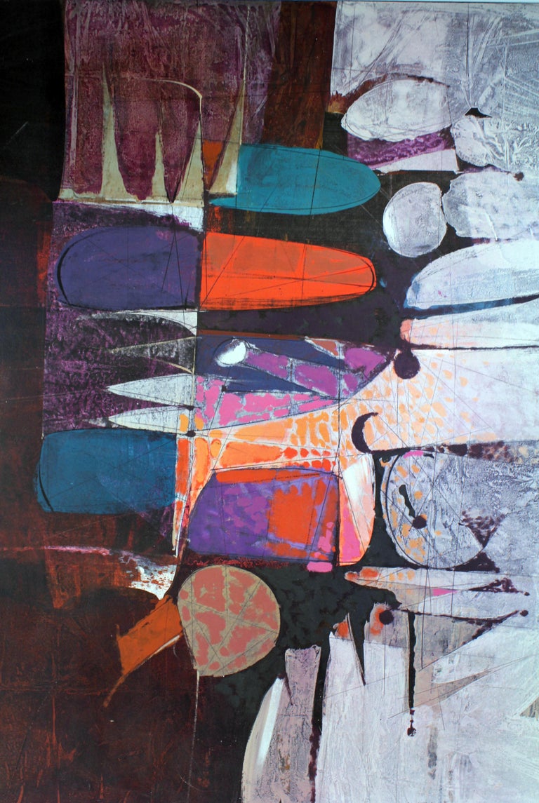 Paul Maxwell Abstract Modernist Oil Painting on Canvas 1971 at 1stDibs