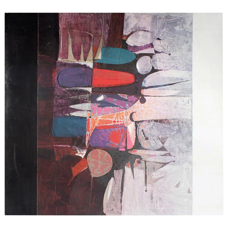 Paul Maxwell Abstract Modernist Oil Painting on Canvas 1971 at 1stDibs