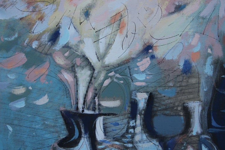 Paul Maxwell - Untitled Modern Geometric Blue Tonal Abstract Still Life ...