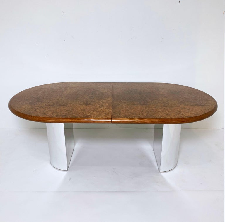 Paul Mayen for Intrex / Habitat Dining Table in Burl Wood and Chrome ...