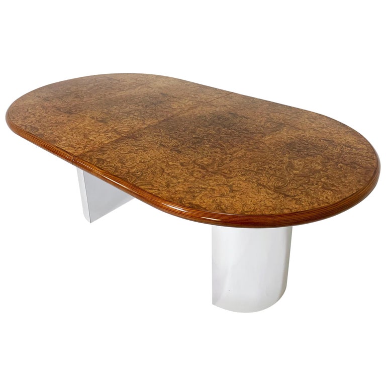 Paul Mayen for Intrex / Habitat Dining Table in Burl Wood and Chrome ...