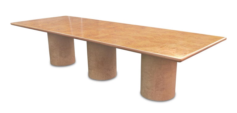 Paul Mayen, Intrex Large Dining Table Olive-Burl and Ash, Triple Column ...