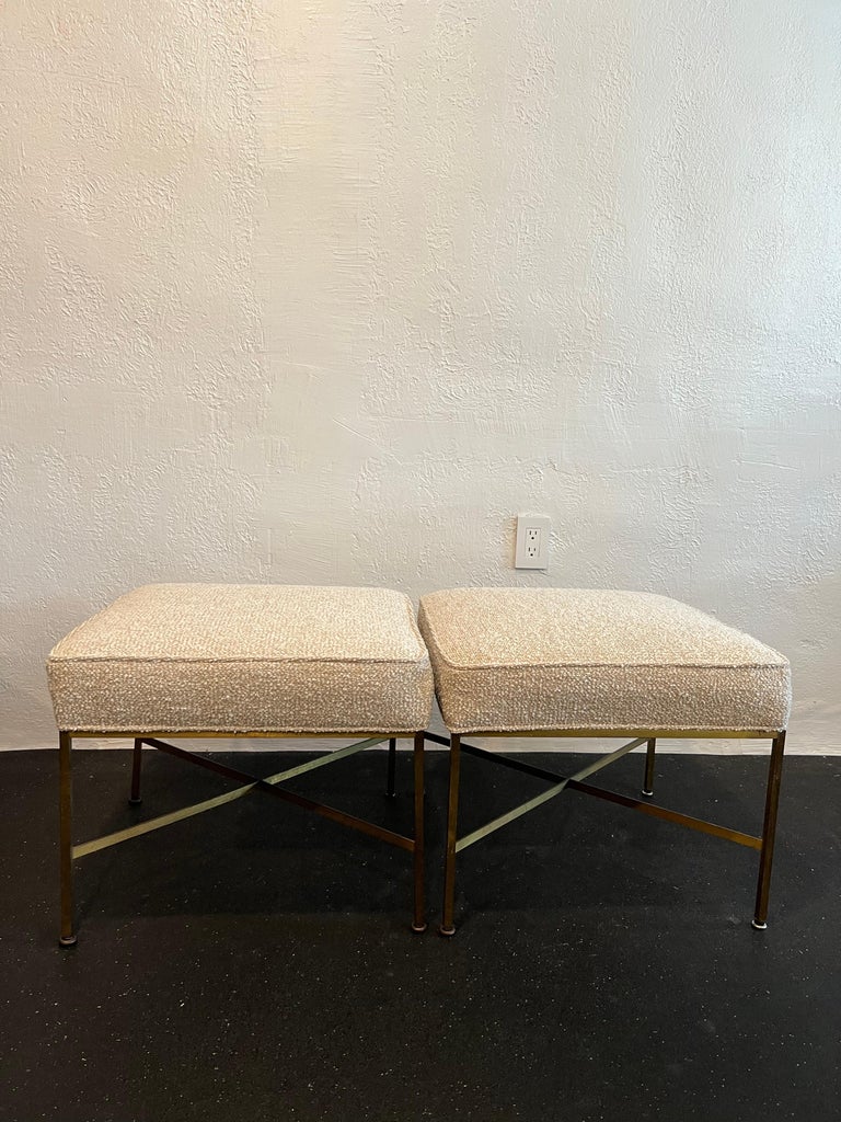 Paul McCobb Brass X-Base Stools- a Pair For Sale at 1stDibs