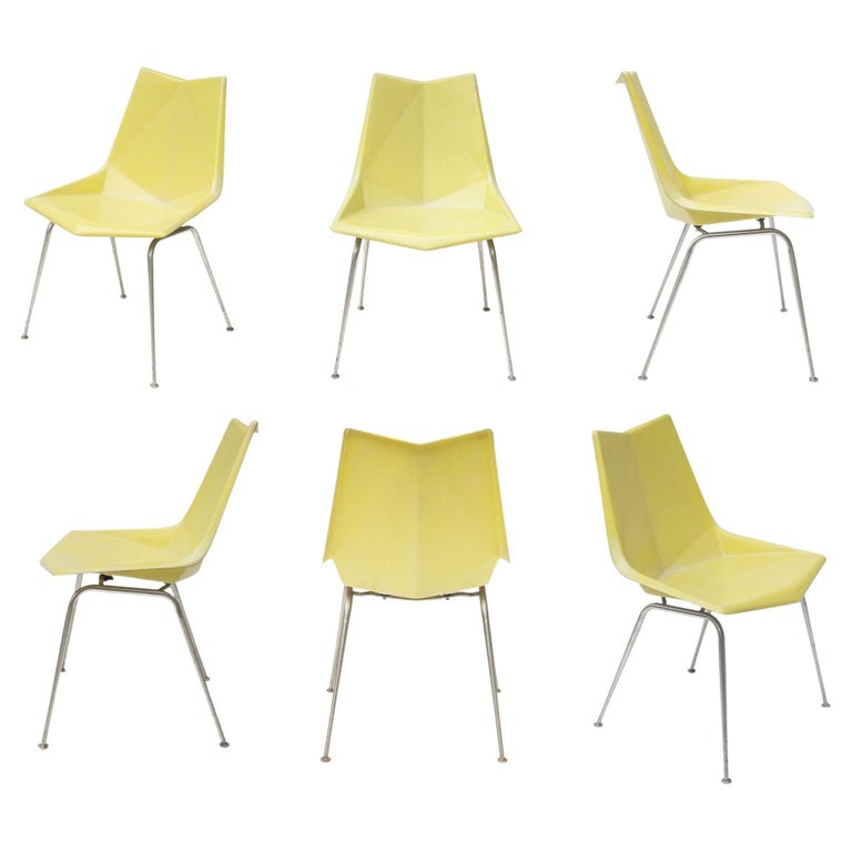 Paul McCobb Faceted Form Origami Yellow Fiberglass Dining Chairs, S/6 ...