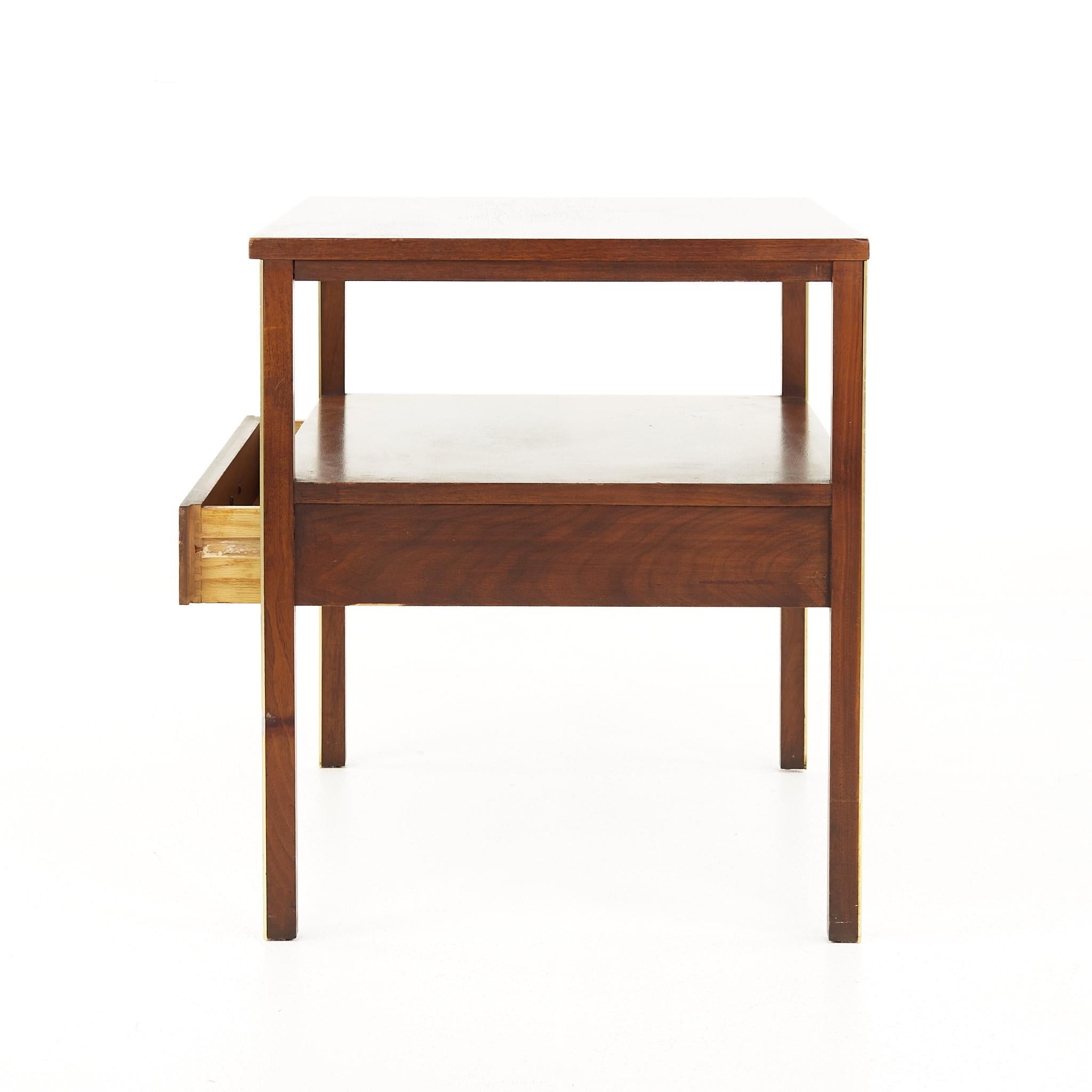 Paul McCobb for Calvin Mid-Century Brass and Walnut Nightstands, a Pair ...