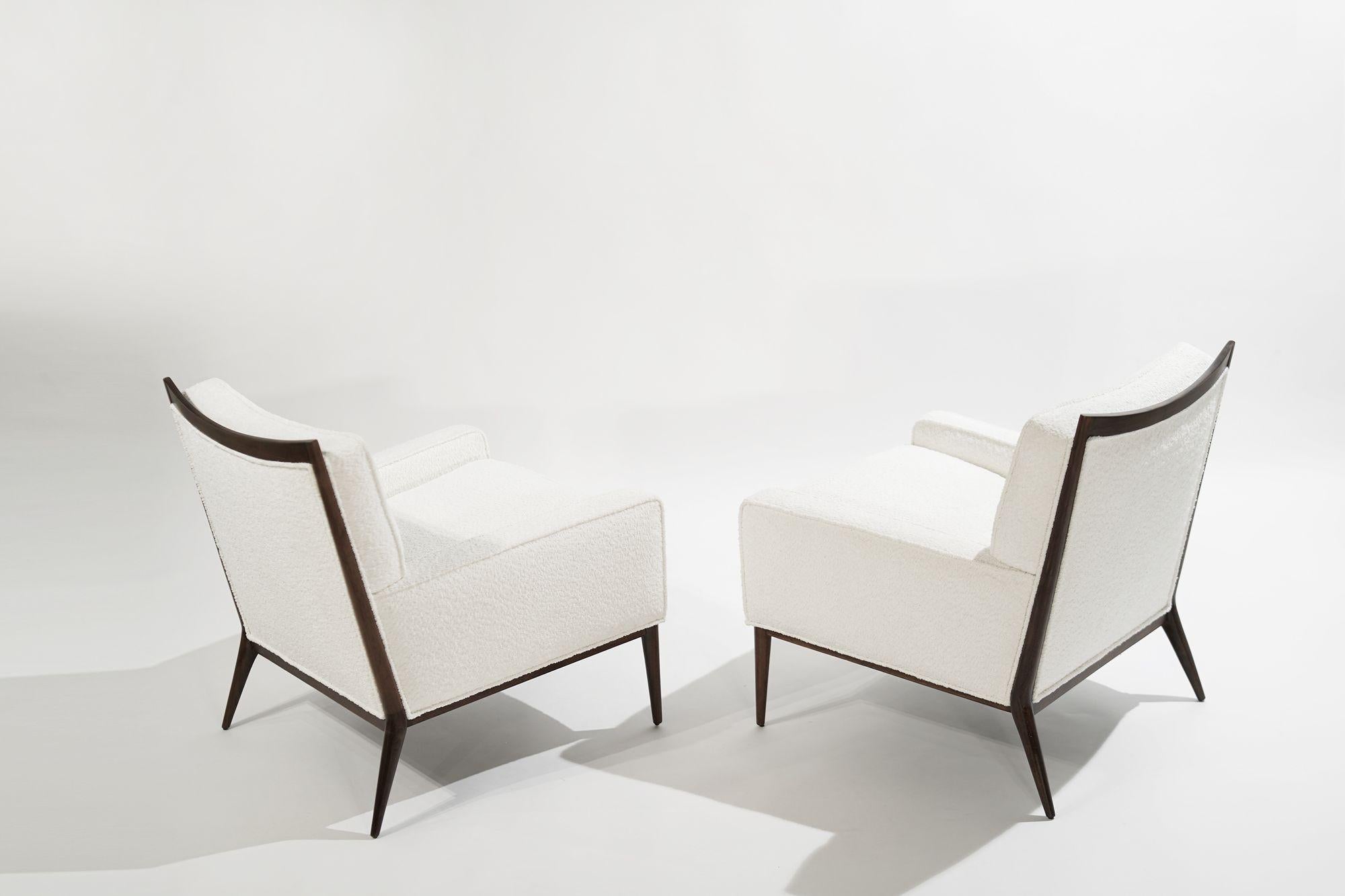 Paul McCobb for Directional Lounge Walnut Frame Chairs in Bouclé, 1950s ...