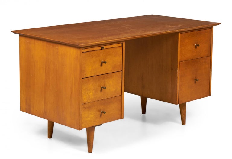 Paul McCobb for Winchendon Maple Double Pedestal Desk For Sale at 1stDibs